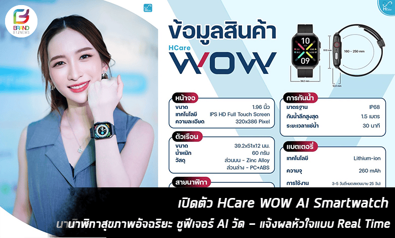 Brandbiznews - เปิดตัว HCare WOW AI Smartwatch นาฬิกาสุขภาพอัจฉริยะ ชูฟีเจอร์ AI วัด - แจ้งผล ...